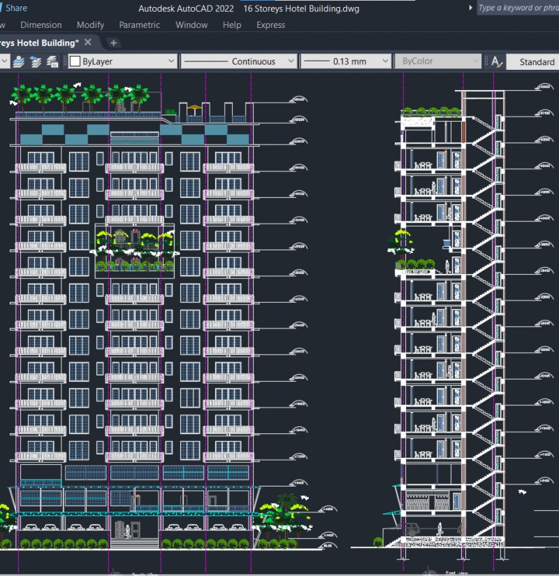 Buy 16 Storey Building AutoCAD Complete Floors Plan and Elevations by ...