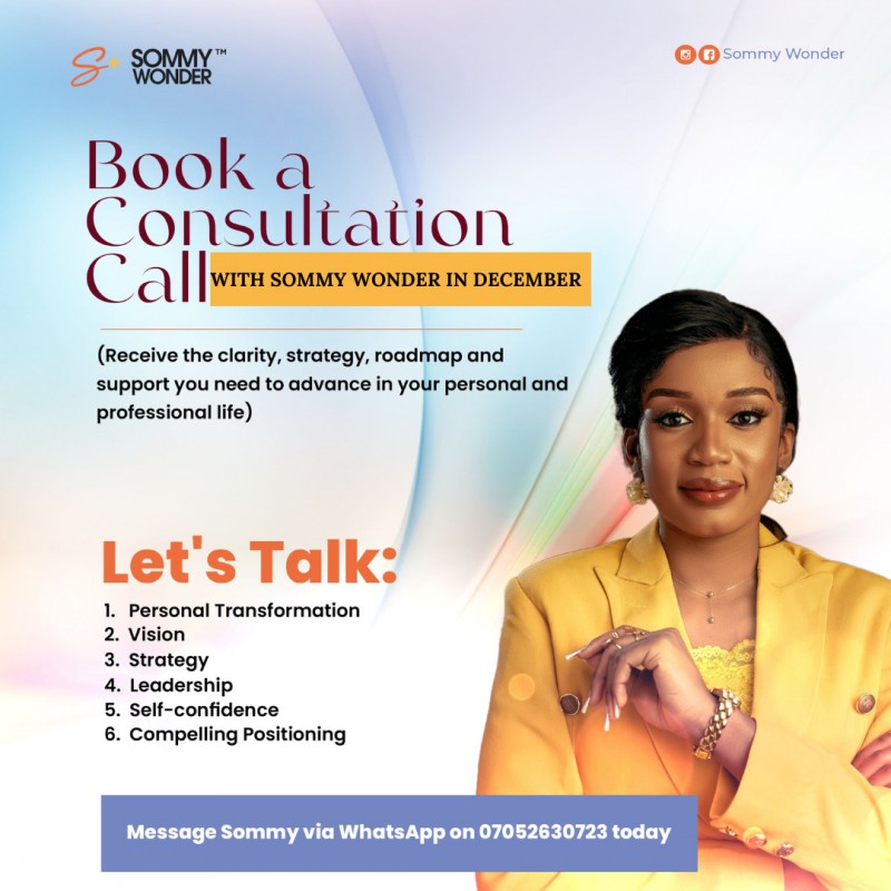 Buy One-on-One Consultation With Sommy Wonder by SOMMY WONDER on Selar