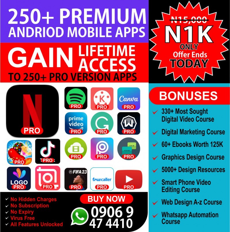 Buy 250+ PREMIUM ANDRIOD APPS by Stanley George Iregbeyeke on Selar