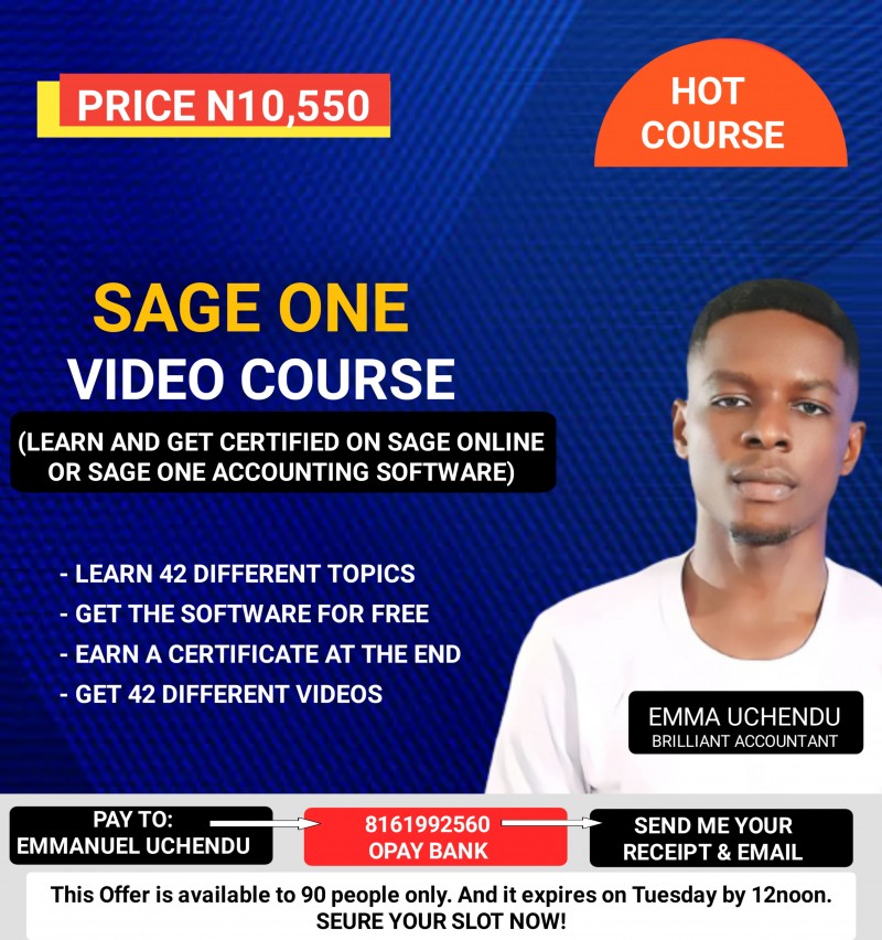 Buy THE ULTIMATE SAGE ONE (CLOUD SOFTWARE) COURSE by Stuch Accounting Services on Selar