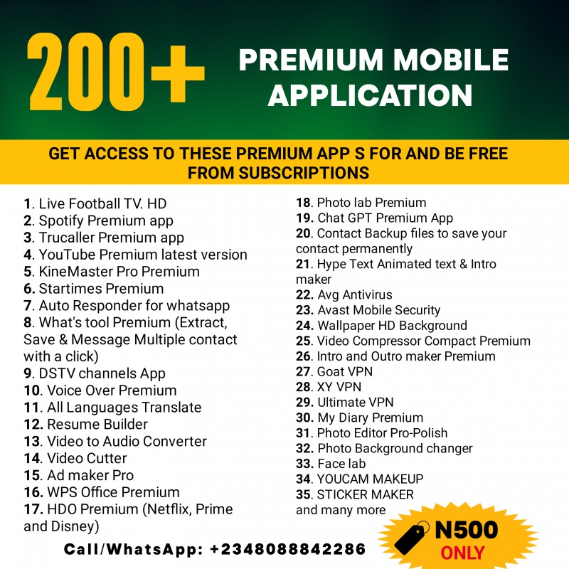 Buy 200+ PREMIUM MOBILE APPS by OSEDEI FRIDAY GIFT on Selar