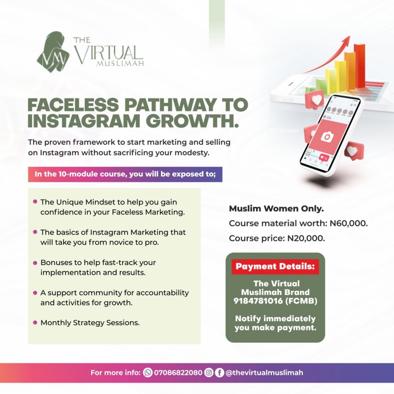 Buy FACELESS PATHWAY TO INSTAGRAM GROWTH by The Virtual Muslimah on Selar