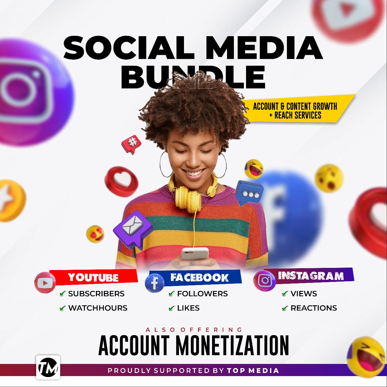 Get MEDIA BUNDLE: YOUTUBE Subscribers & Watch Hours || Facebook Followers || Likes & Views by ...