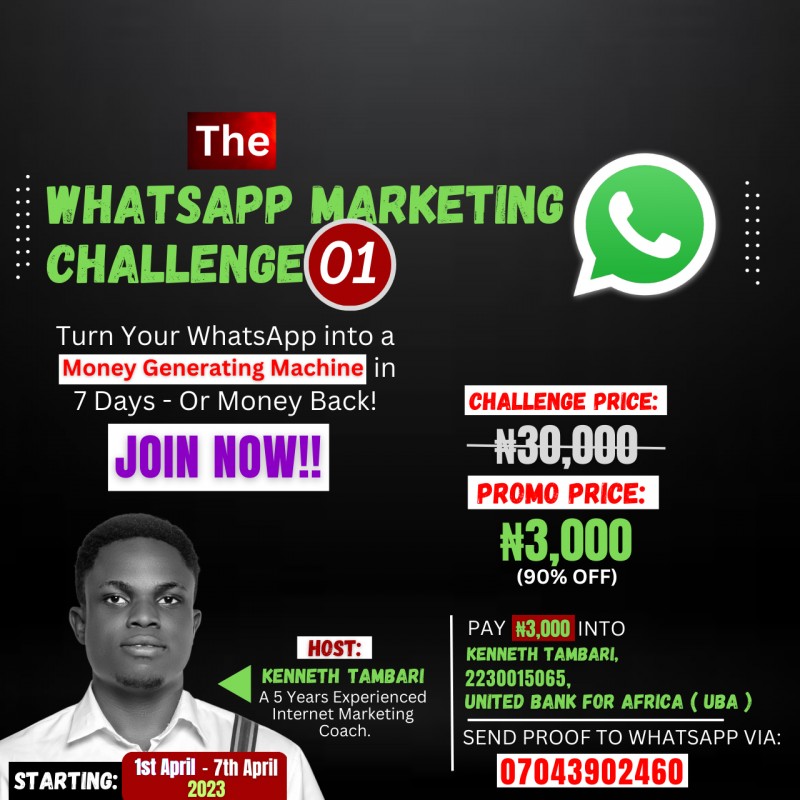 Buy The WhatsApp Marketing Challenge by Kenneth Tambari on Selar