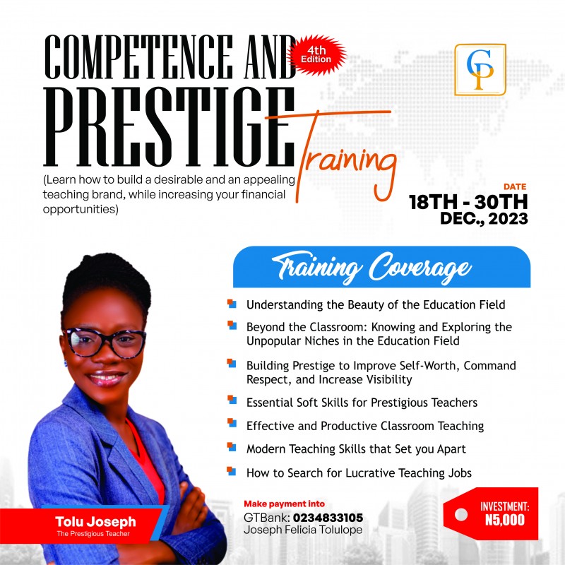 Buy Competence and Prestige Training by Tolu Joseph on Selar