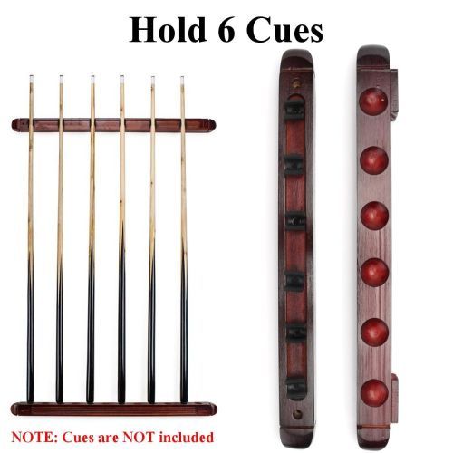 Buy SHARE THIS PRODUCT 6 CLIPS WOODEN RACK WALL MOUNTED POOL BILLIARD ...
