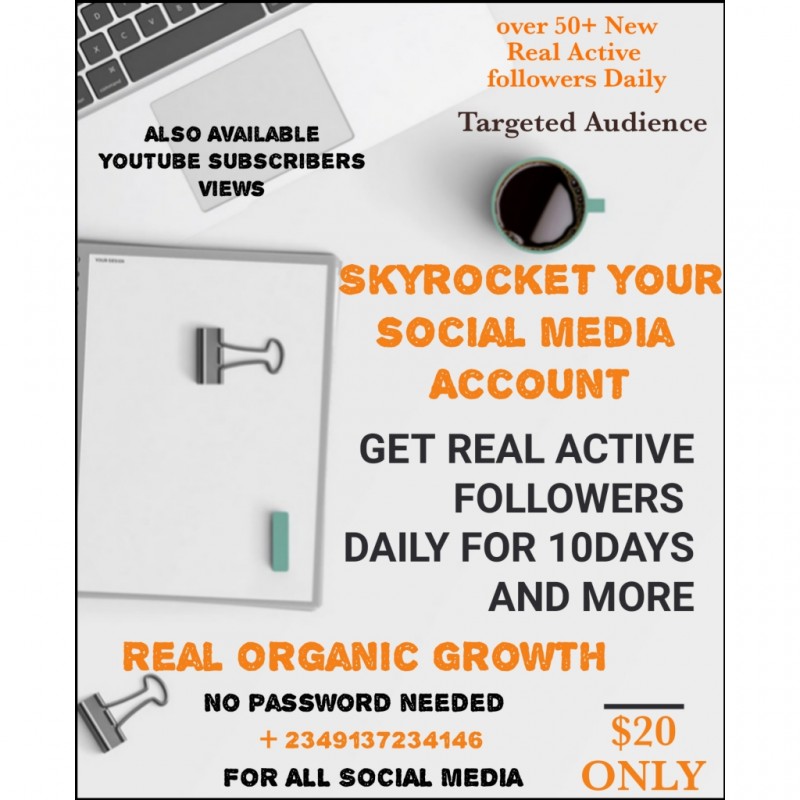 Buy SKYROCKET YOUR SOCIAL MEDIA ACCOUNT FOR $20 by Ultimate global on Selar