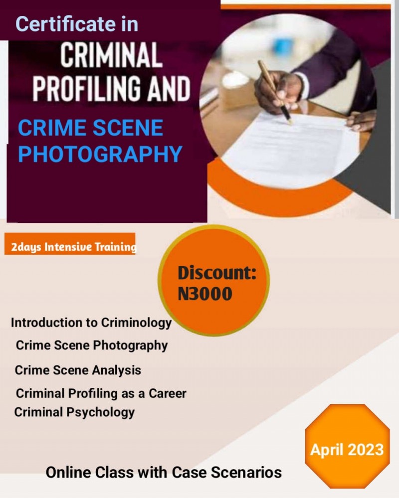 Buy Certificate in Forensic Photography & Criminal Profiling by Valentine Idaewor on Selar