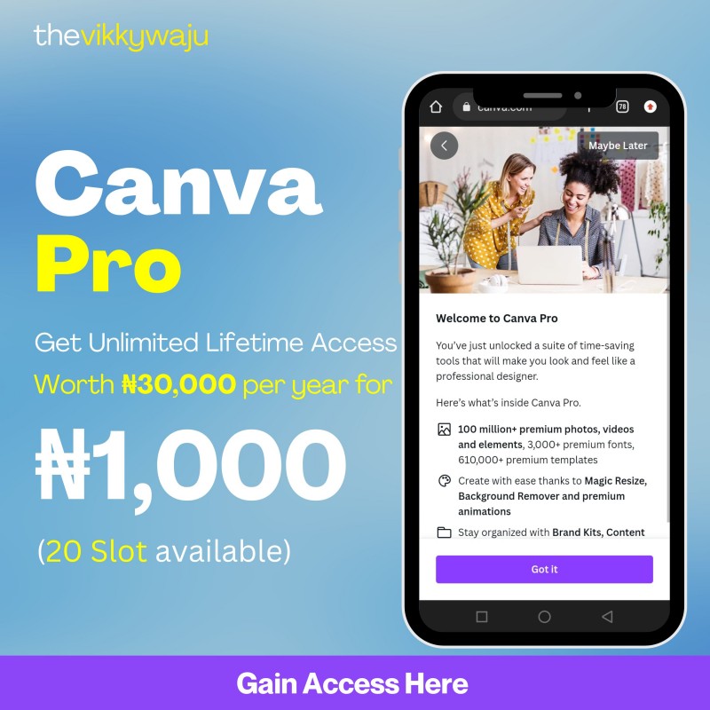 Buy Canva Pro Acess (Lifetime) by Victor Olanrewaju on Selar