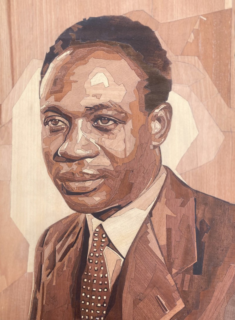 Buy Dr. Kwame Nkrumah's portrait in wood by Isaac sintim on Selar