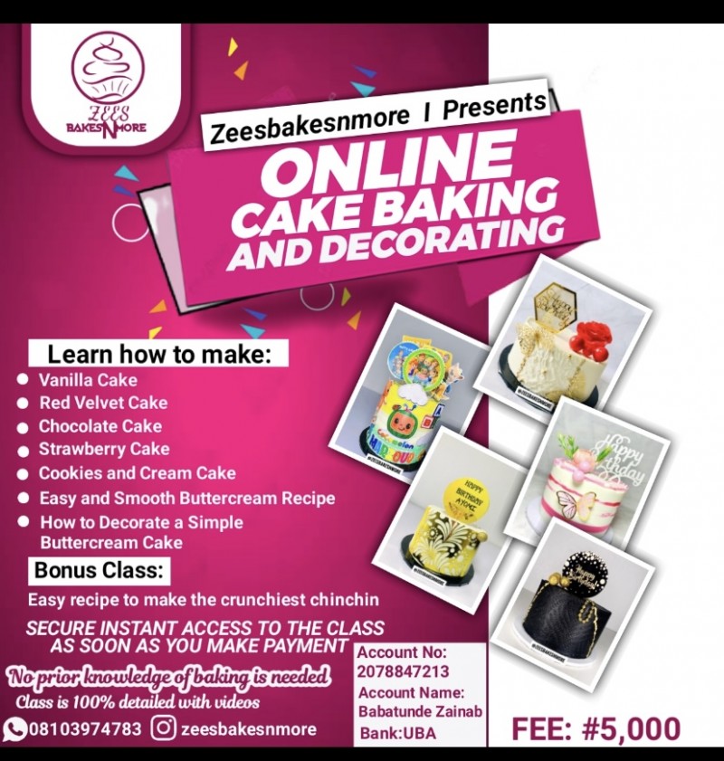 Buy ONLINE CAKE BAKING AND DECORATING CLASS by Babatunde Zainab on Selar