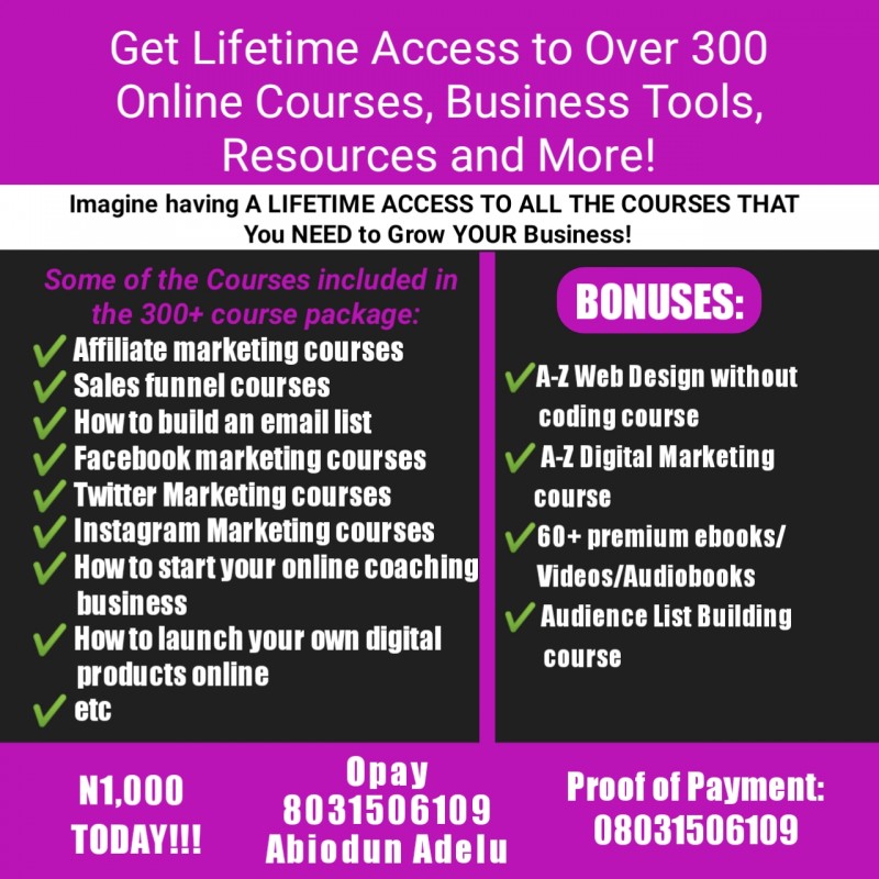 Buy 330+ COURSES-IN-ONE PACKAGE by ABIODUN ADELU on Selar