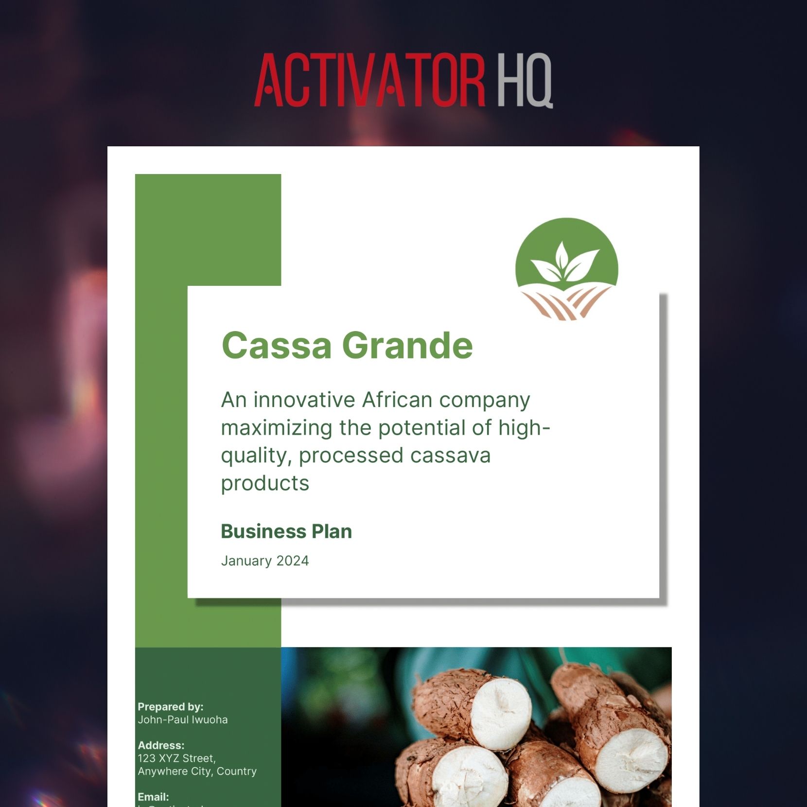 Buy Cassava Products Business Plan: Cassa Grande by Activator HQ on Selar