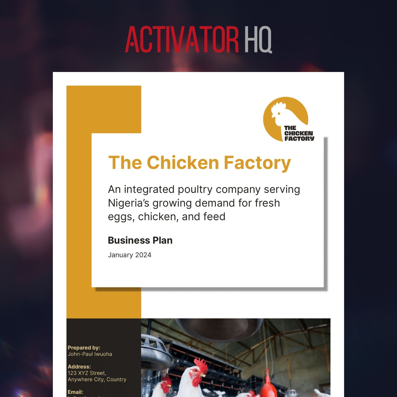 Buy Poultry Business Plan: The Chicken Factory by Activator HQ on Selar