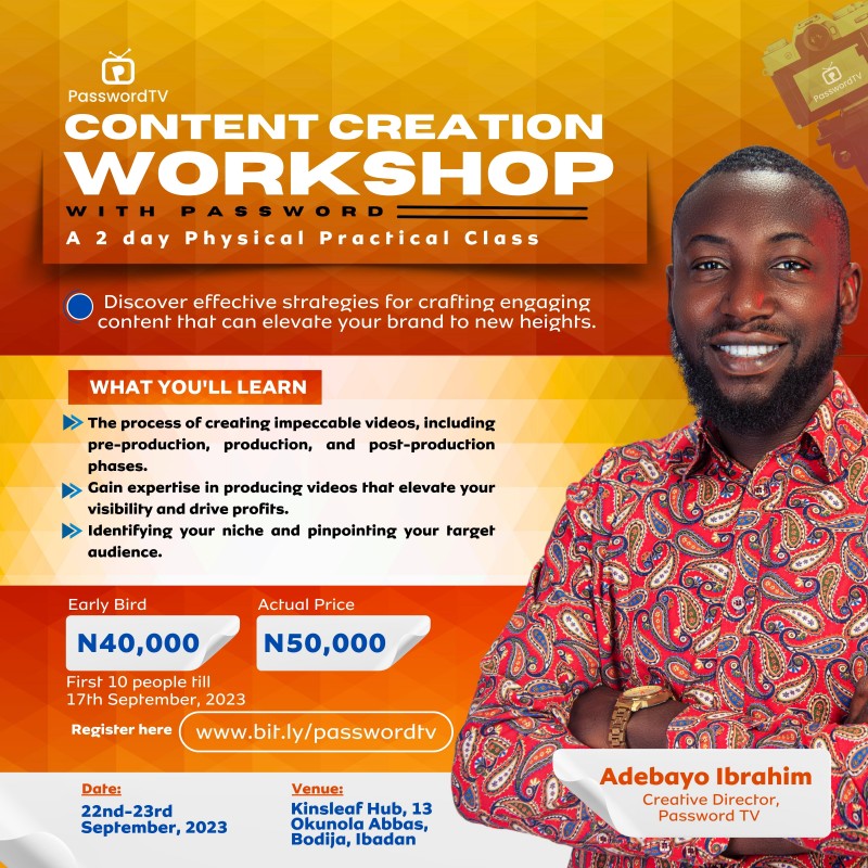 Buy Content Creation Workshop with Password by Adebayo Ibrahim on Selar