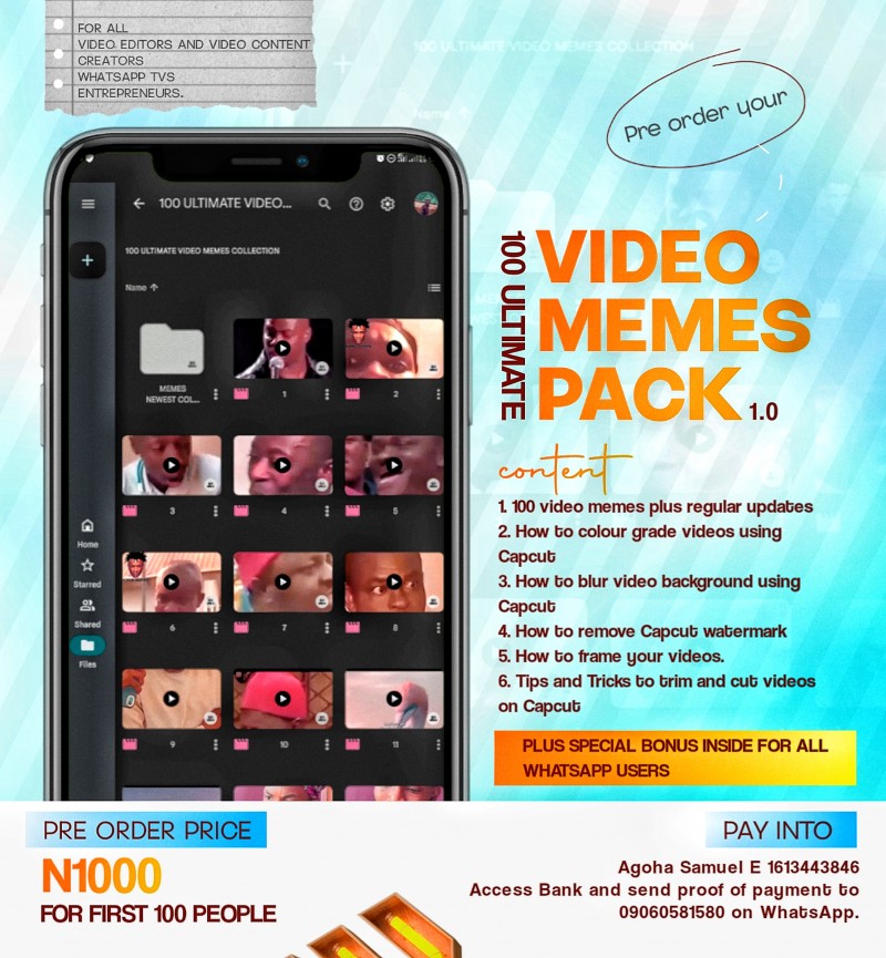 Buy 100 ULTIMATE VIDEO MEMES PACK 1.0 by Agoha Samuel on Selar