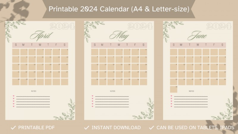 Buy Printable Digital 2024 Calendar | Monthly Planner 2024 | A4 ...