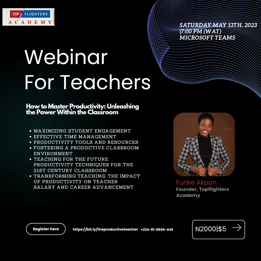 Buy Productivity Webinar for Teachers (Replay) by Akpan Funke on Selar