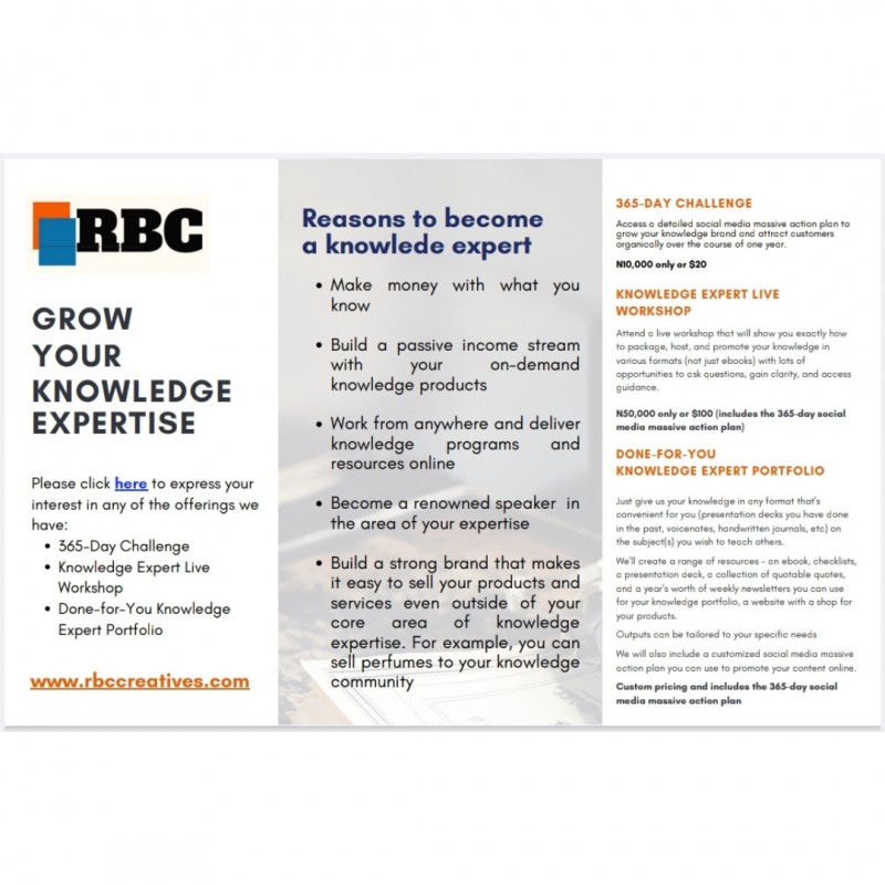 Get RBC Services to Grow Your Knowledge Expertise by on Selar