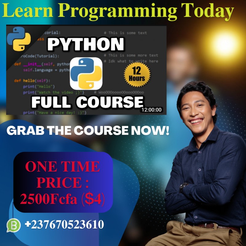 Buy 𝐏𝐲𝐭𝐡𝐨𝐧 𝐂𝐨𝐦𝐩𝐥𝐞𝐭𝐞 𝟏𝟐𝐡𝐫𝐬 𝐂𝐨𝐮𝐫𝐬𝐞 by Home Business Blueprints 2.0 on Selar