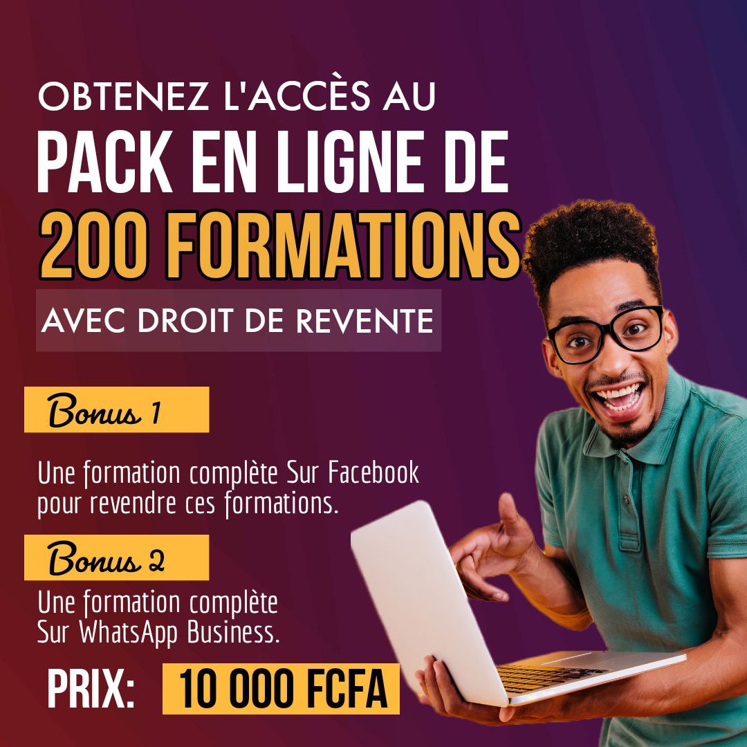 Buy 200 FORMATIONS AVEC DROIT DE REVENTE by Avatar Studio Academy on Selar