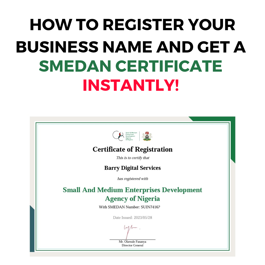 Buy How To Register Your Business Name And Get A SMEDAN Certificate by ...