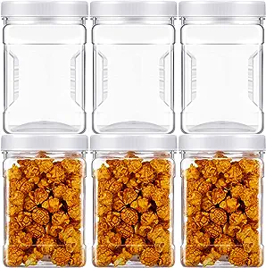 Buy 6 Pcs Half Gallon Square Plastic Containers with Lids 60.8 oz Clear ...