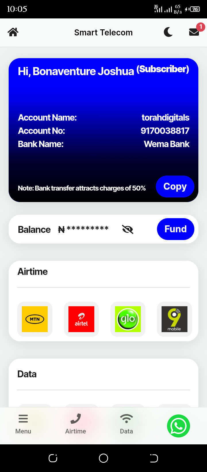 Buy VTU Web Script in PHP by Bonaventure Joshua Augustine on Selar