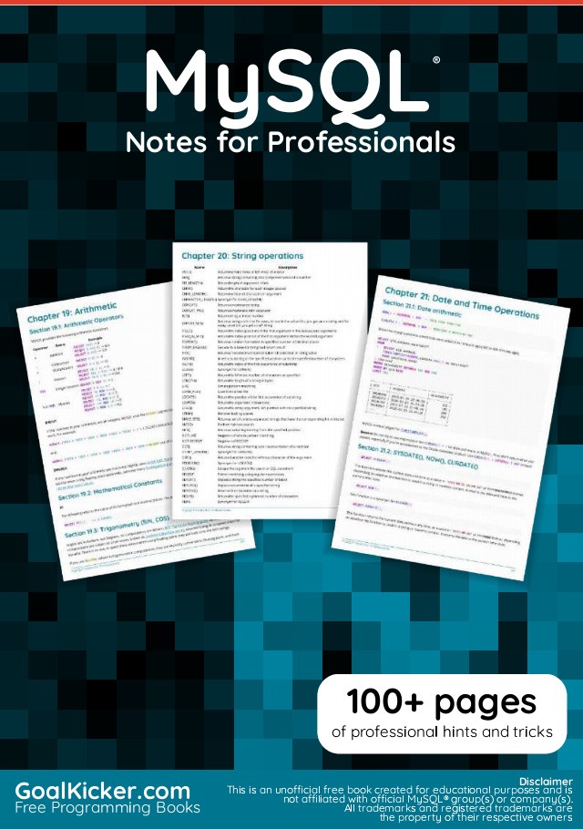 Buy MySQL Notes for Professionals book Tutorial for Beginners in PDF by ...