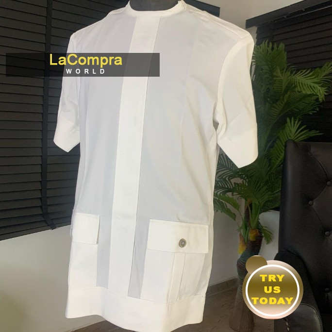 Buy Men's Senator Native Wear Off White With Short Sleeve by CHIDINMA ...