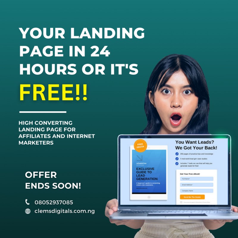 Buy Commitment fee for landing page design service by Clems Digitals on Selar