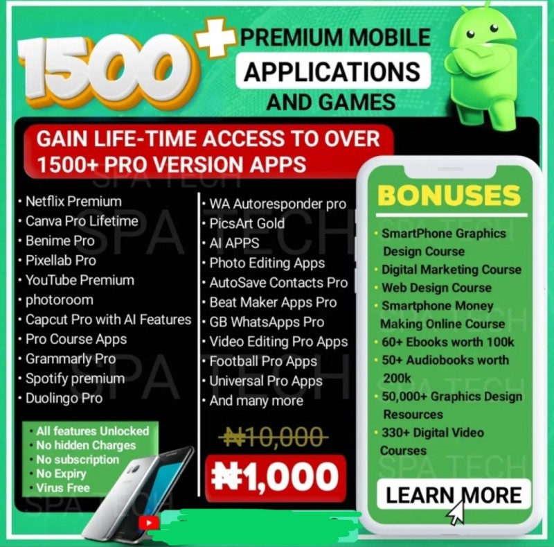 Buy 1500+ Premium Apps and Games copy 🔥🔥 by CloudTech on Selar