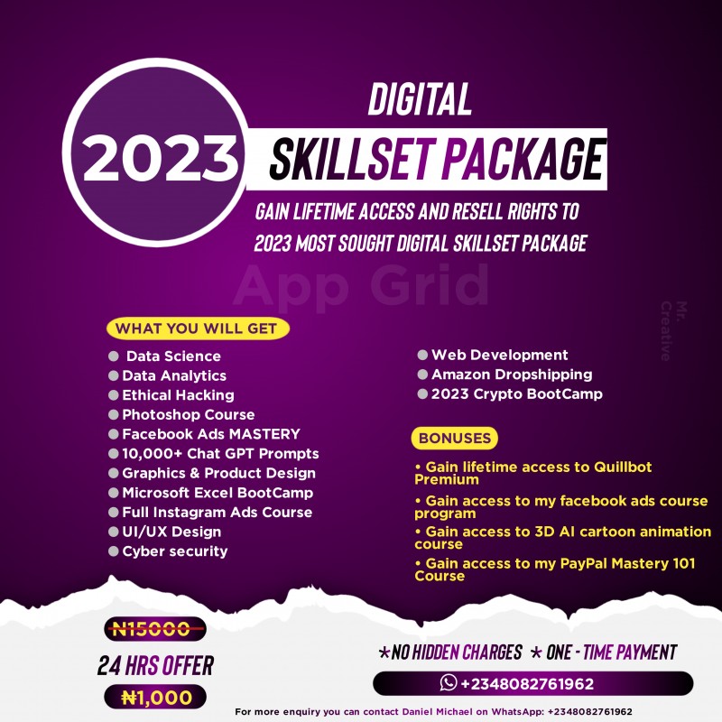 Buy 2023 DIGITAL SKILLSET PACKAGE by Collins Joshua on Selar