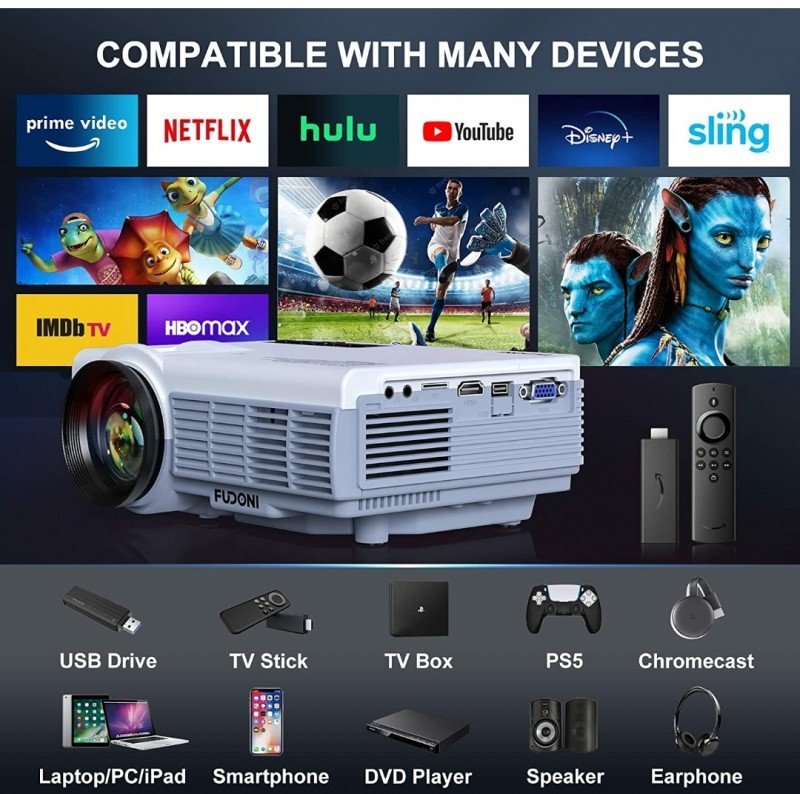 Buy Projector with WiFi and Bluetooth, 5G WiFi Native 1080P 10000L 4K ...