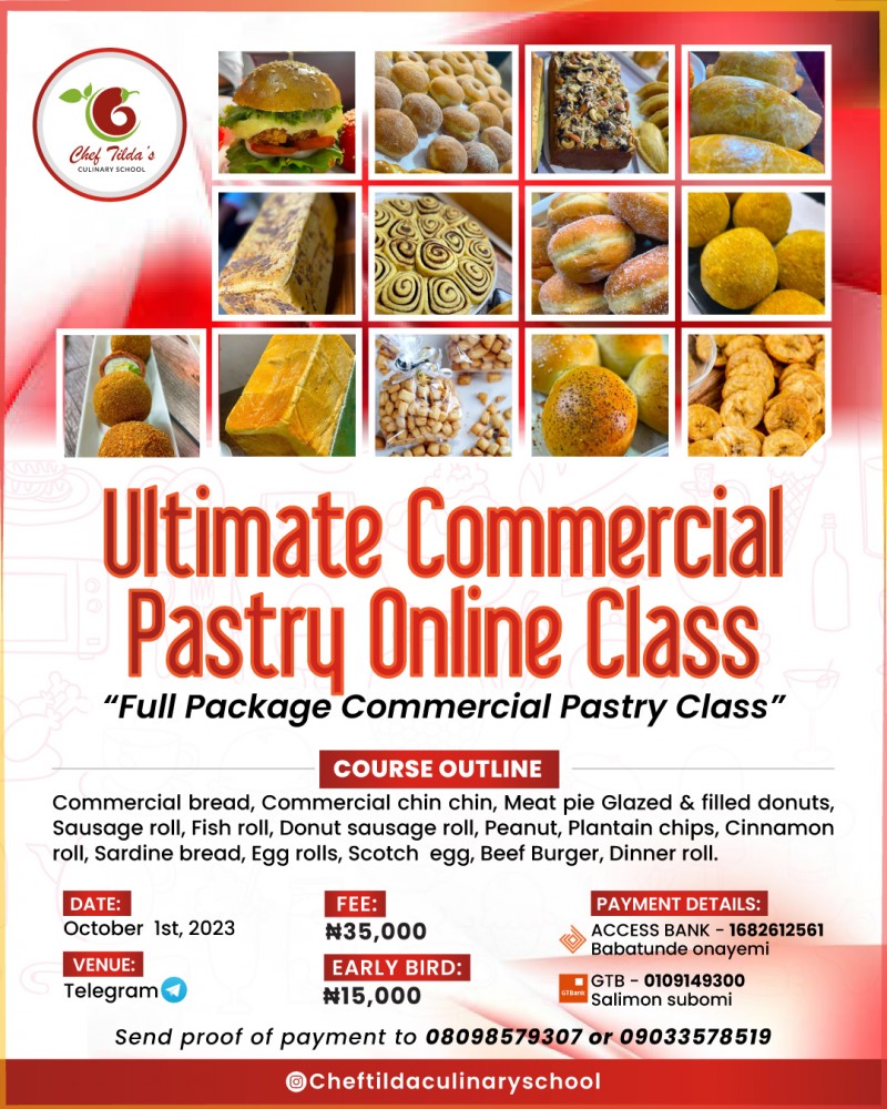 Buy COMMERCIAL PASTRY CLASS by CTCS LAGOS on Selar