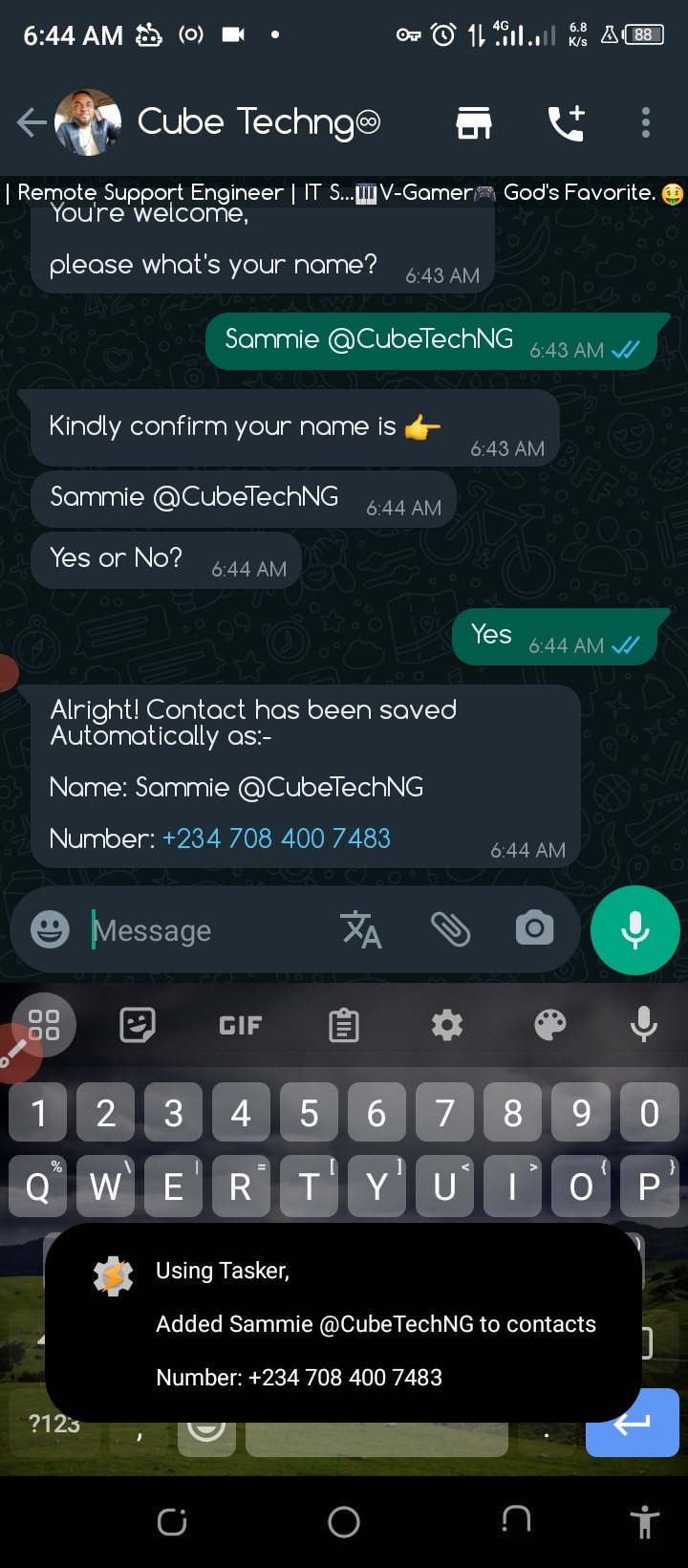 Buy Autosave Contacts for WhatsApp with Autoresponder by Cube Tech Consults on Selar