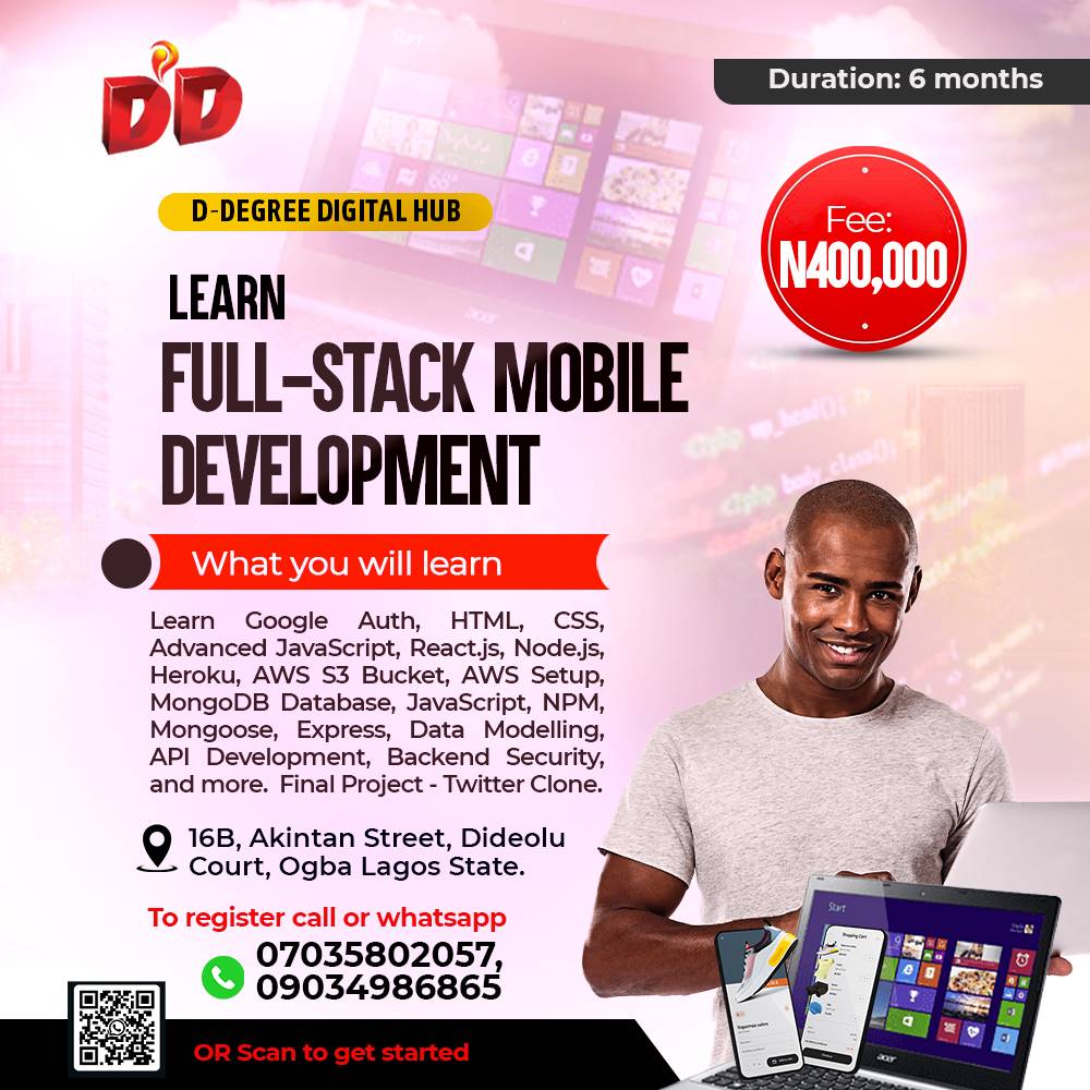 Buy Full-Stack Mobile Development by D-Degree Digital Hub on Selar