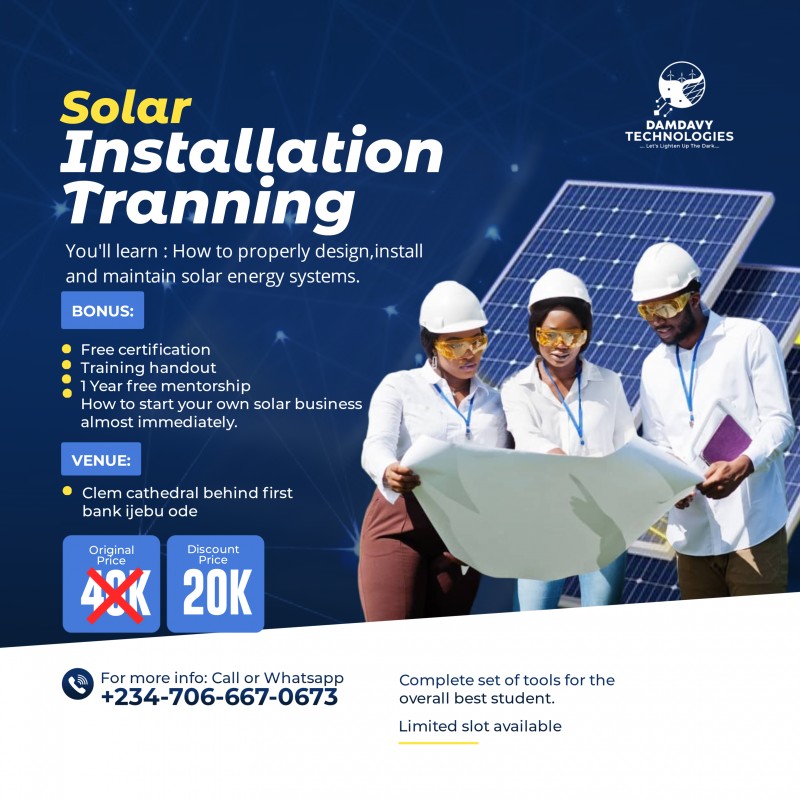 Buy Solar/Inverter Installation Training by DAMILARE DAVID on Selar