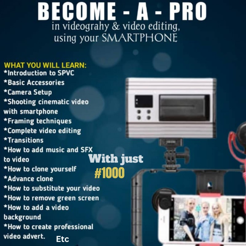 Buy Smartphone videography and Editing course by David OLUWAGBOTEMI on Selar