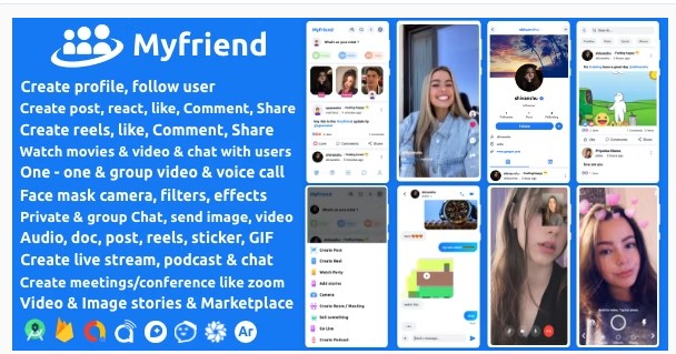 Buy Facebook clone - Friend Chat Post Tiktok Follow Radio Group ...