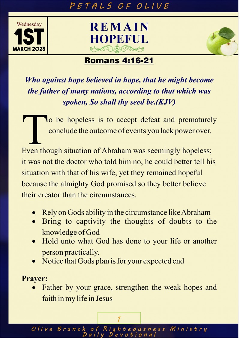 Buy OLIVE BRANCH OF RIGHTEOUSNESS MINISTRY DAILY DEVOTIONAL (PDF) by on ...