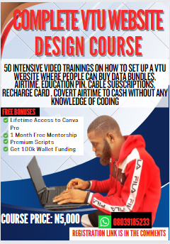 Buy COMPLETE VTU DESIGN COURSE (HOW TO SET UP A VTU WEBSITE WITHOUT ANY KNOWLEDGE OF CODING) by ...