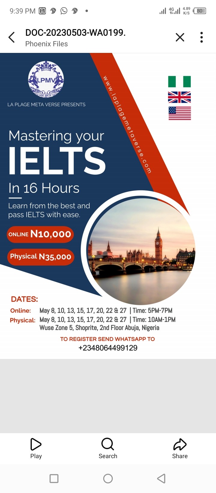 Buy IELTS TUTORIAL PROGRAM by Gloria Nkeiruka Matthew on Selar