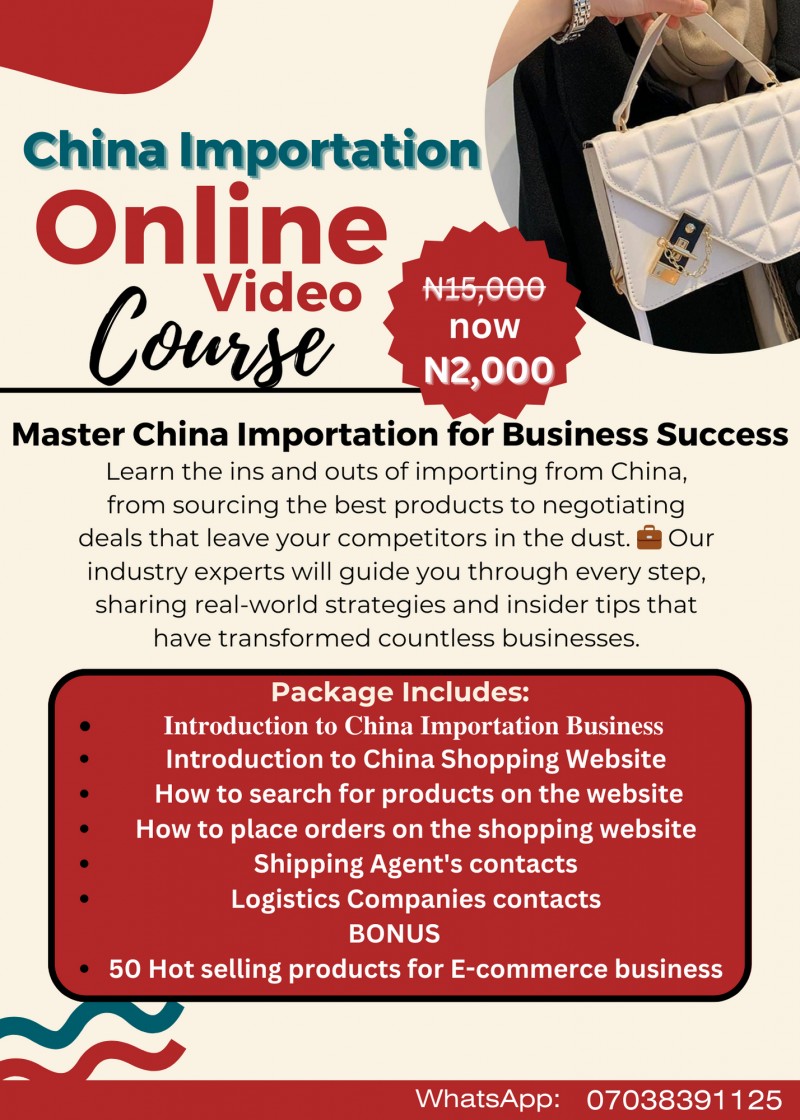 Buy CHINA IMPORTATION ONLINE VIDEO COURSE by CG Hub Academy on Selar