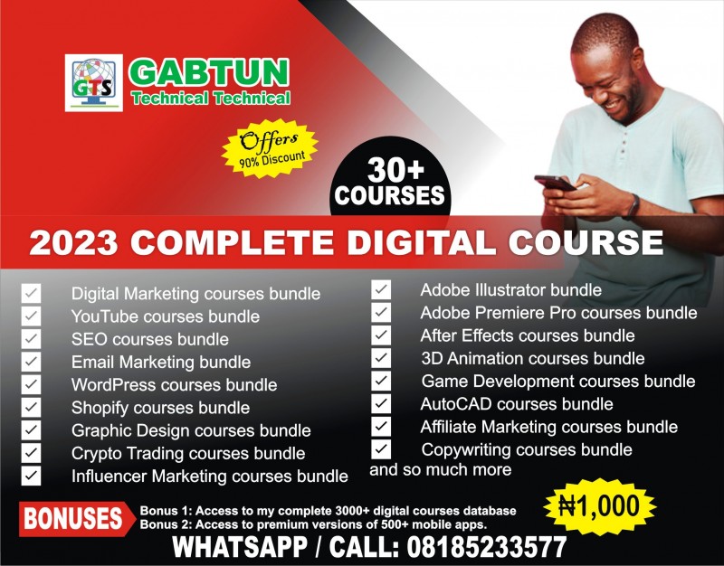 Buy 2023 MOST COMPLETE DIGITAL COURSES BUNDLE (FOR ALL DIGITAL FIELDS) by GABTUN TECHNICAL ...