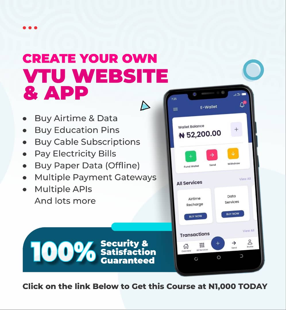 Buy CREATE YOUR OWN VTU WEBSITE by Greenleaf Digital Academy on Selar