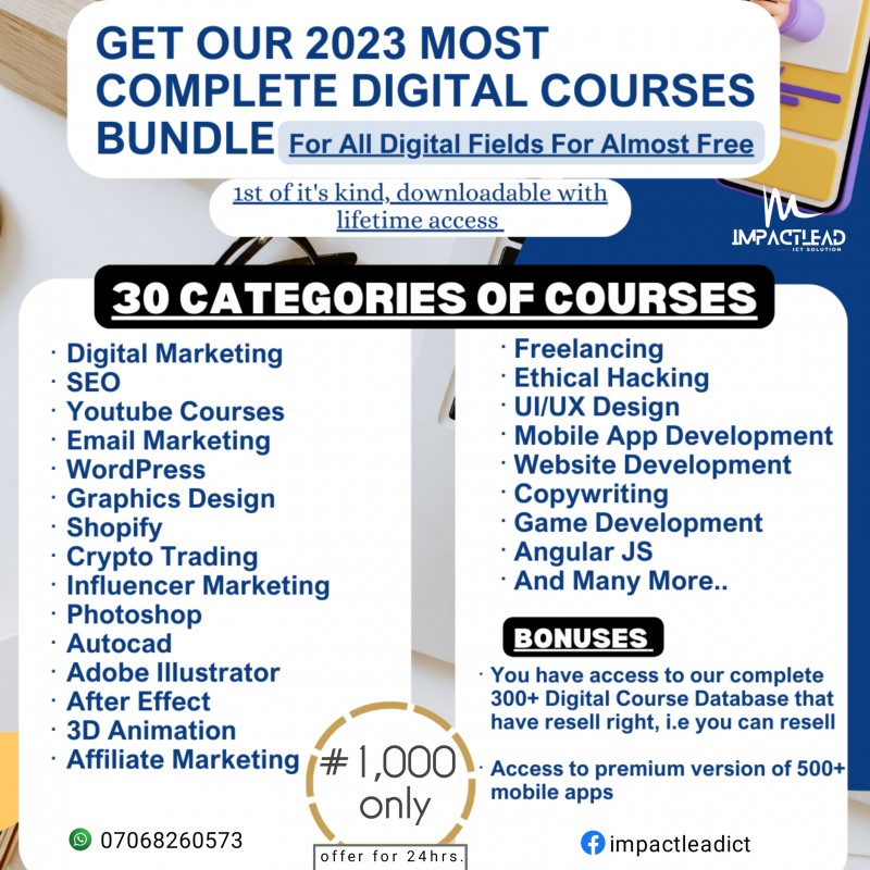 Buy 2023 Most Complete Digital Courses Bundle (For all Digital Fields) Almost For Free by ...