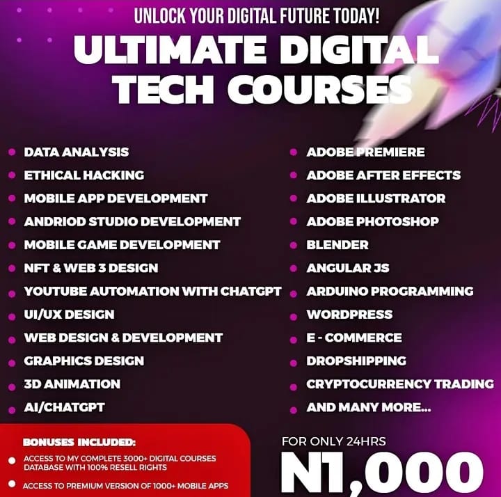 Buy ULTIMATE DIGITAL TECH COURSE by Johnpraise Olamide on Selar.co