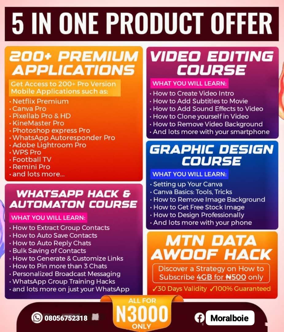 Buy 5 in 1 Products Offer by Joshtech Graphics World on Selar
