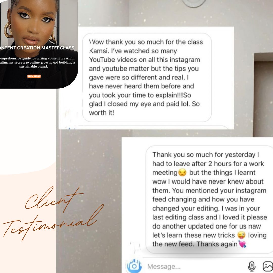 Buy CONTENT CREATOR MASTERCLASS (BEGINNER LEVEL) by Kamsi Nnamani on Selar